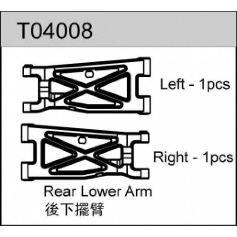 TeamC Rear Lower Arm (2) TC04 & T4 – The Hobby Warehouse Ltd